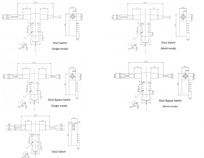 1330nm Bi-Directional Optical Fiber Switch 2x2 Bypass
